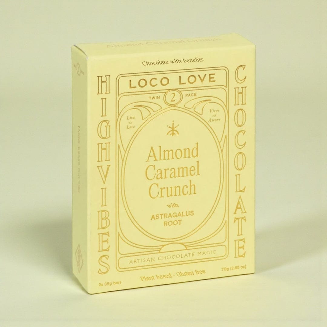 Loco Love Almond Caramel Crunch | Dark Chocolate with Ashwagandha | Claya