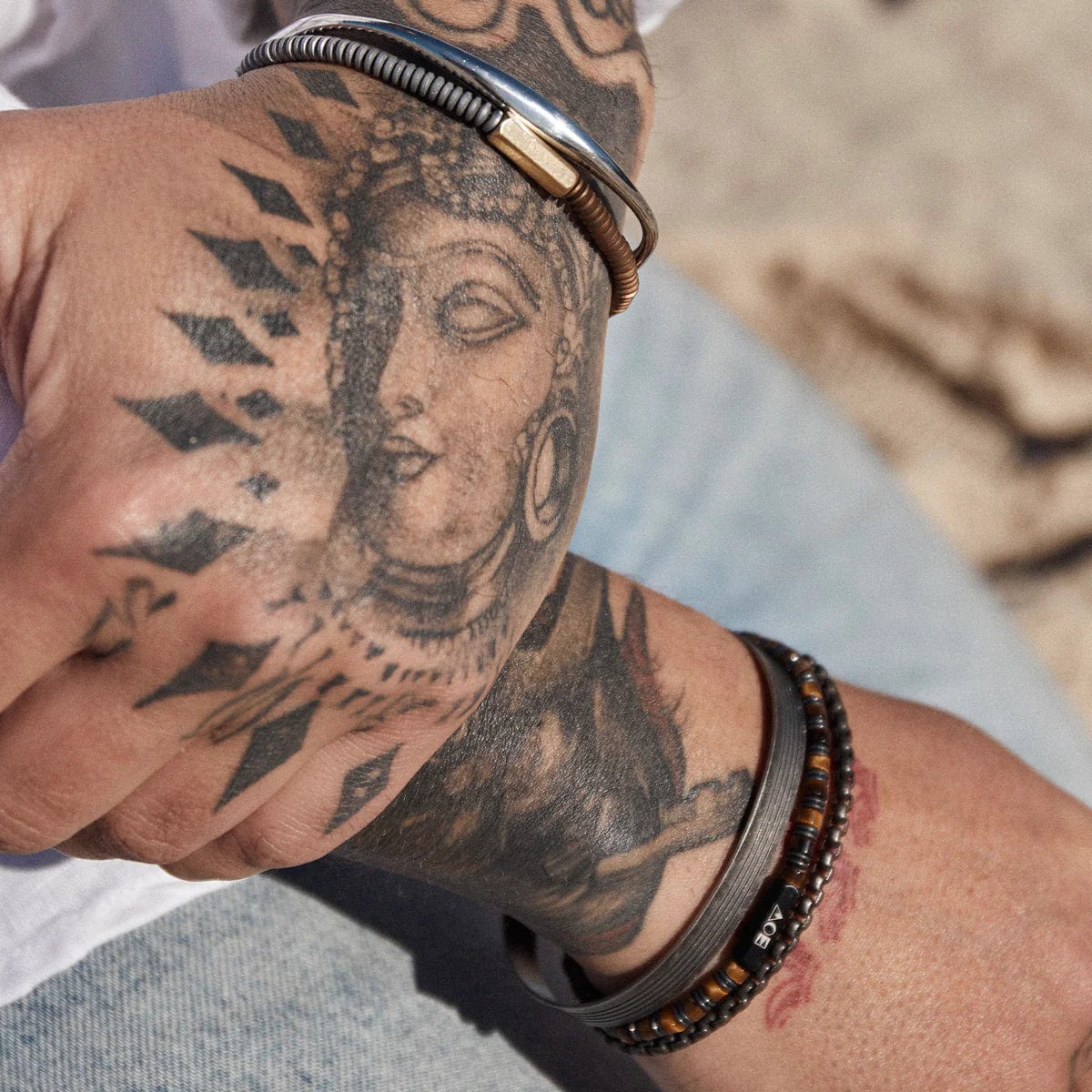 Arms of Eve Logan Stainless Steel Copper + Hematite Bead Mens Bracelet ...