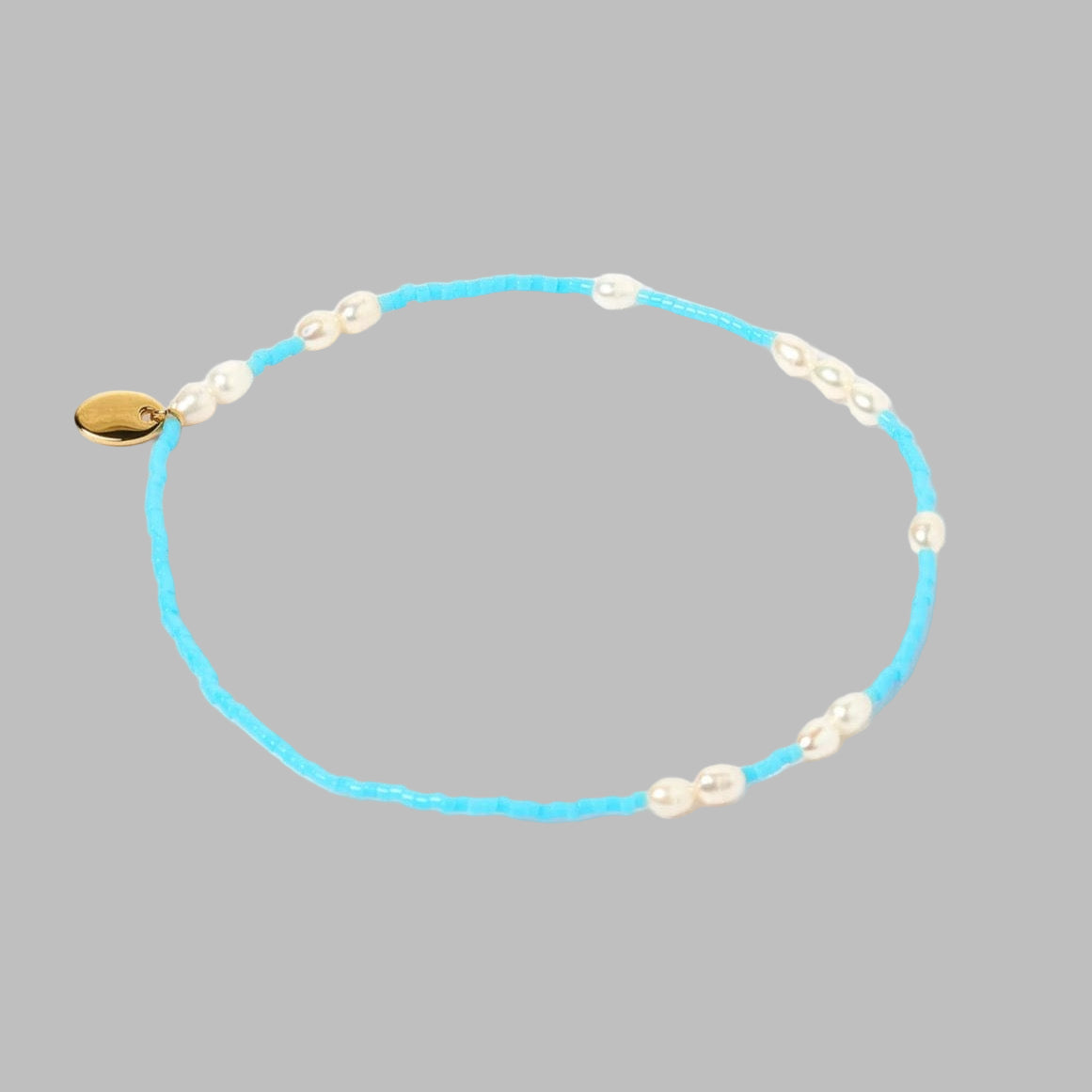 Arms of Eve Poppy Pearl + Glass Bead Women's Anklet Turquoise | Claya