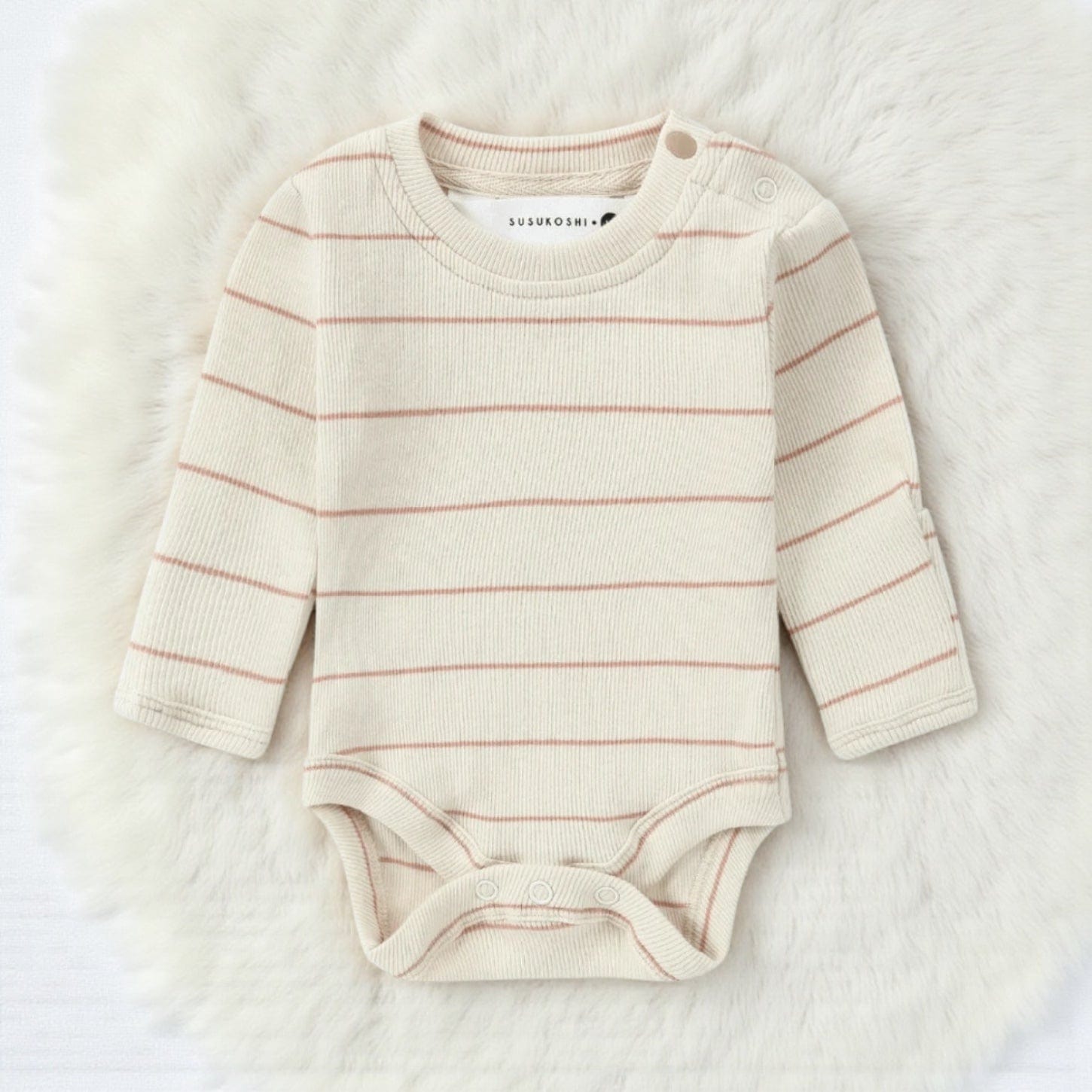 Susukoshi Long Sleeve Classic Baby Suit – Coco Stripes (0–3M) | Claya